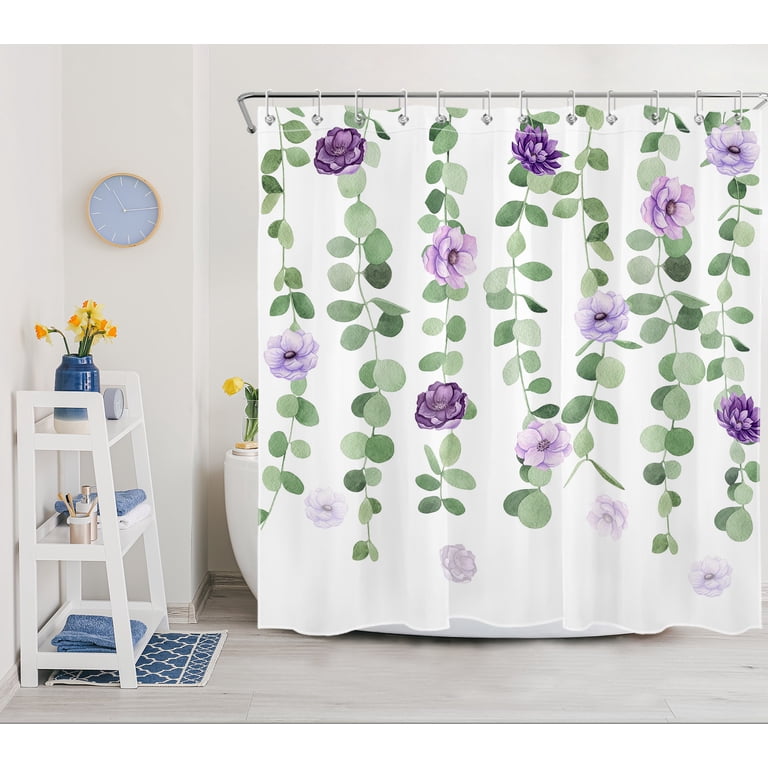 Purple Floral Shower Curtain