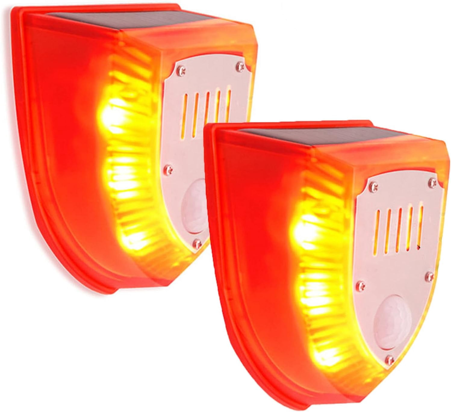 LINLIN Solar Security Alarm Lights, 129dB Gunshot Sounds & Dog Barking Sound & Light Strobe ...