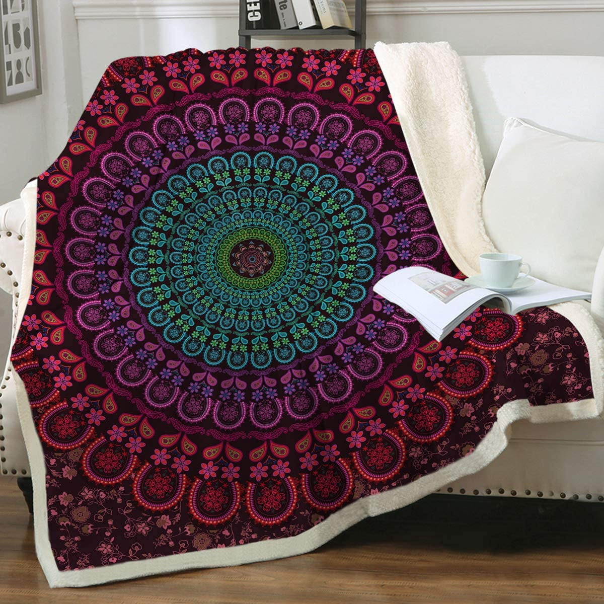 Sherpa Reversible Throw Blanket Mandala Posture Million Bed Blankets ...