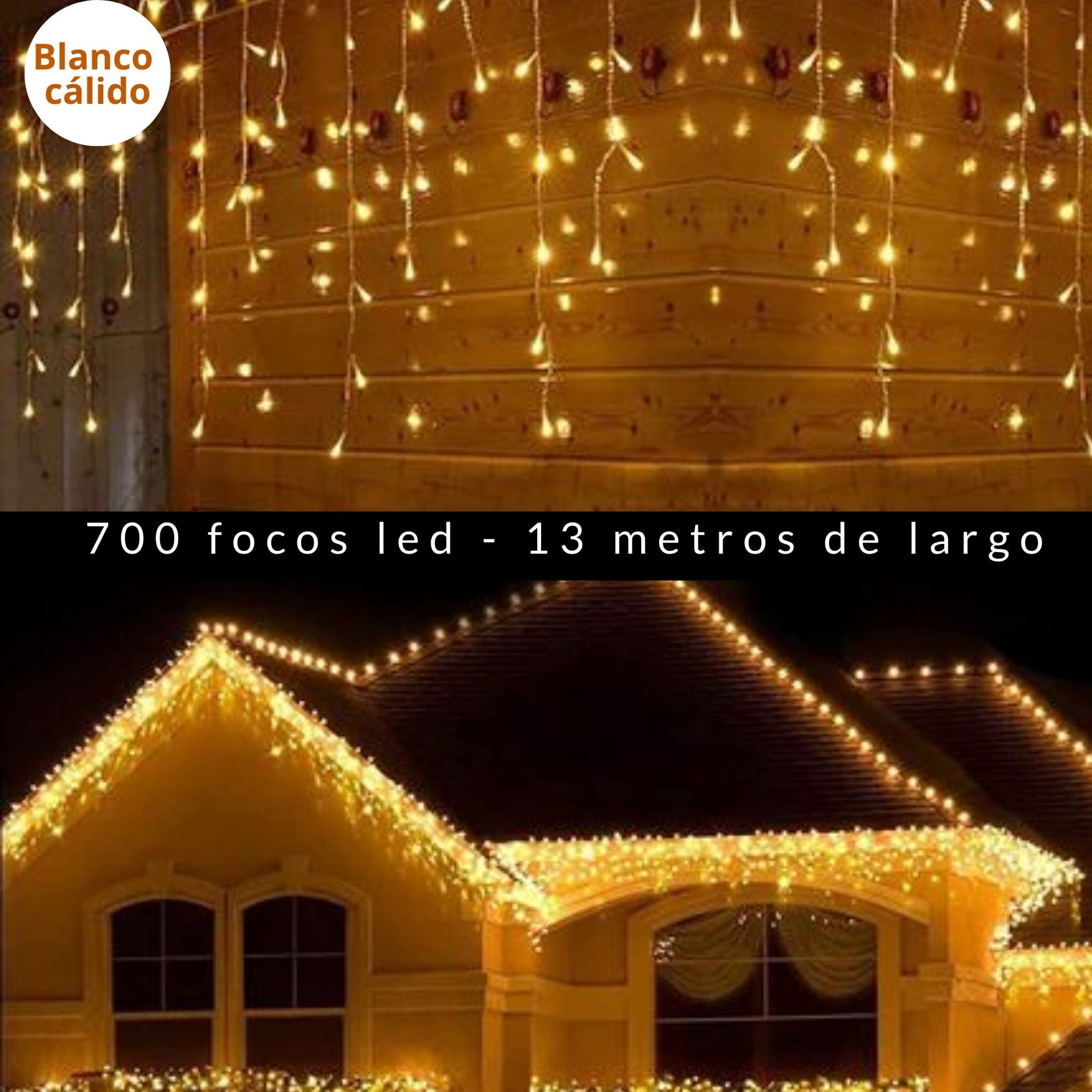 Cascadas de luces LED Dosyu Blanco Cálido 13mts 700 luces navideñas DY ...