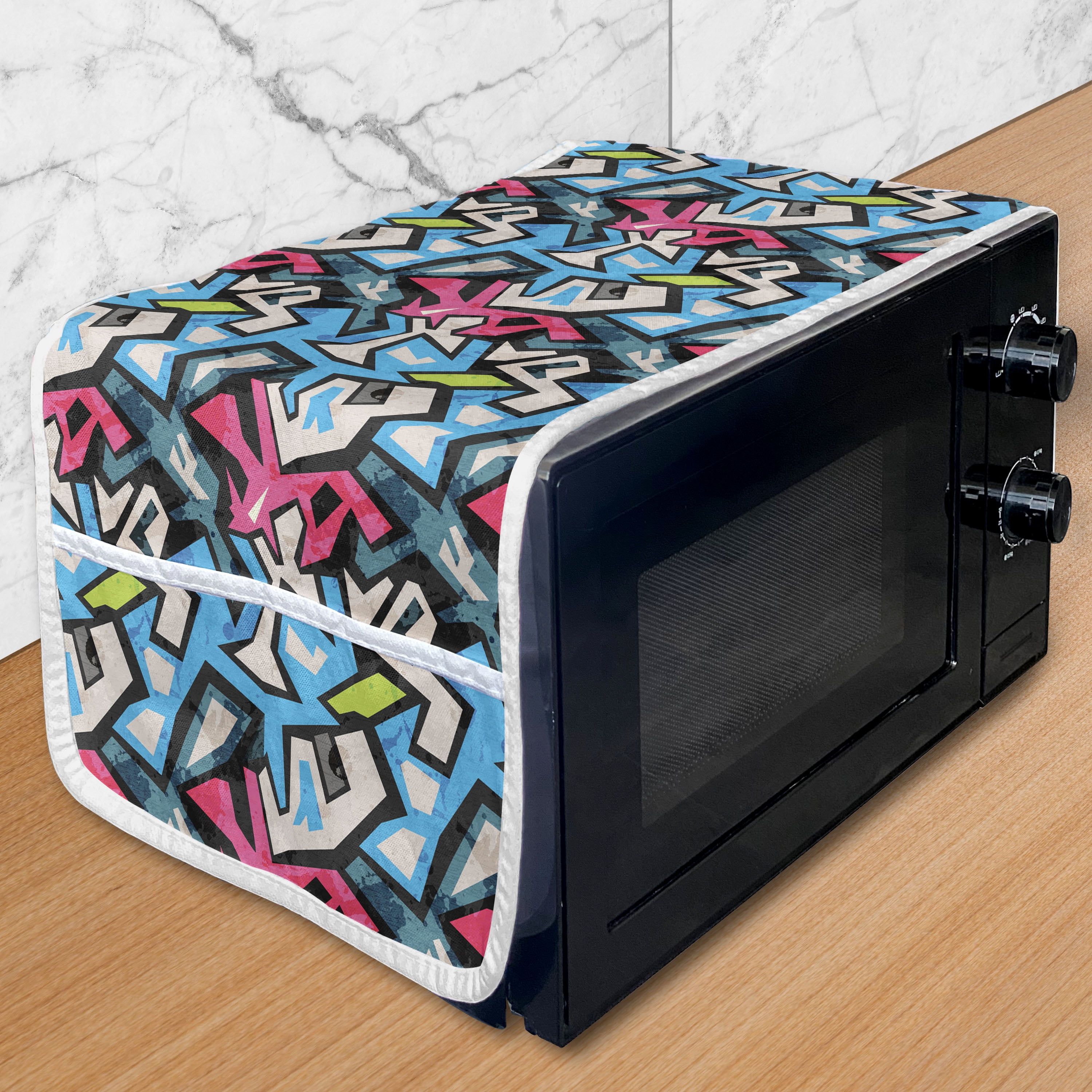 Grunge Microwave Oven Cover, Street Art Theme with Colorful Graffiti ...