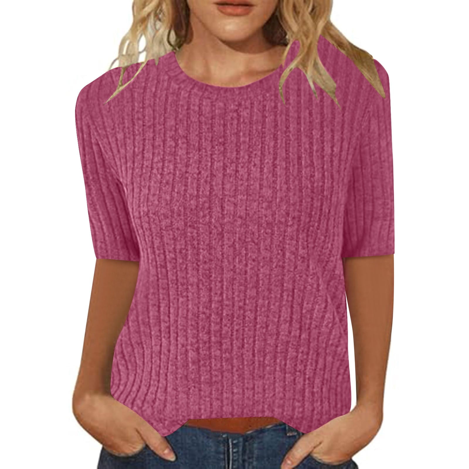 Click here for Manxivoo Short Sleeve Ribbed Knit Sweater For Wome... prices