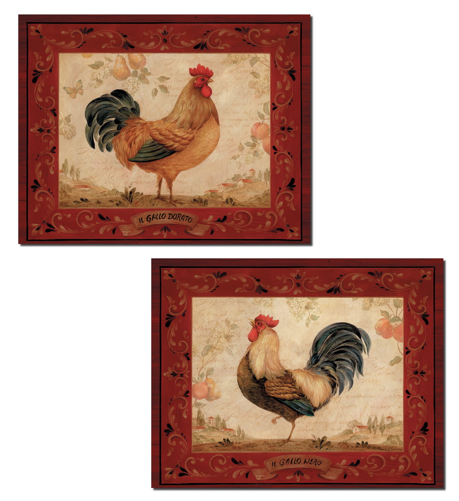 Gango Home Decor Lovely, Retro Brown Rooster Posters, 11" x 14", Set of ...