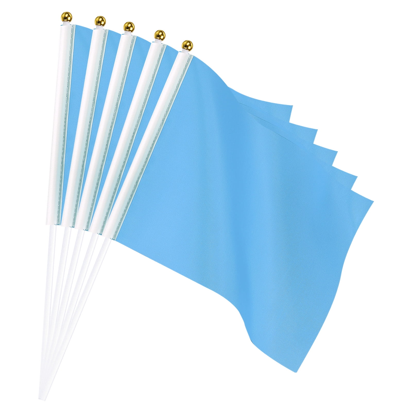 Light Blue Flag Stick, Hand Held Mini DIY Flag 8.2x5.5 Inch Square Pack ...