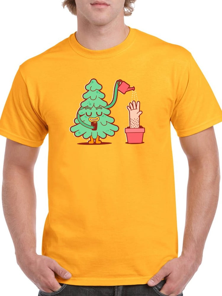 Funny Pine Tree Ironic Design Men Gold T-Shirt, Male Small - Walmart.com
