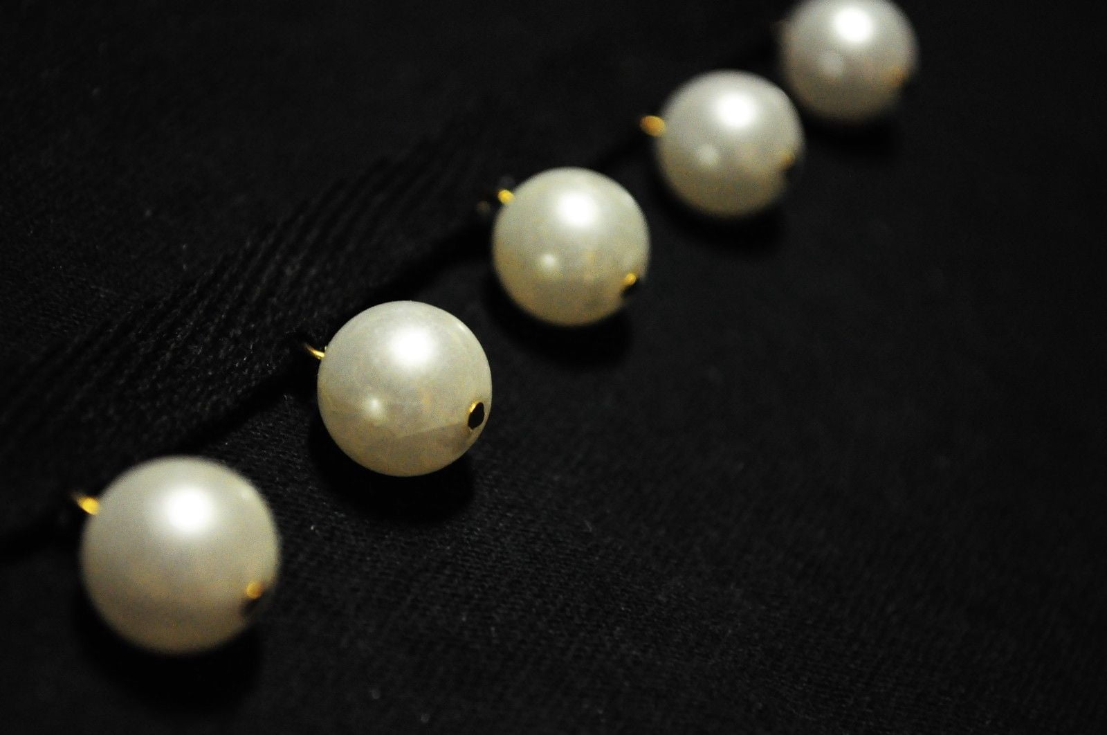 Lily 7/8" Faux Pearl Sphere Orb Beaded Trim Black Ribbon sewing notions ...