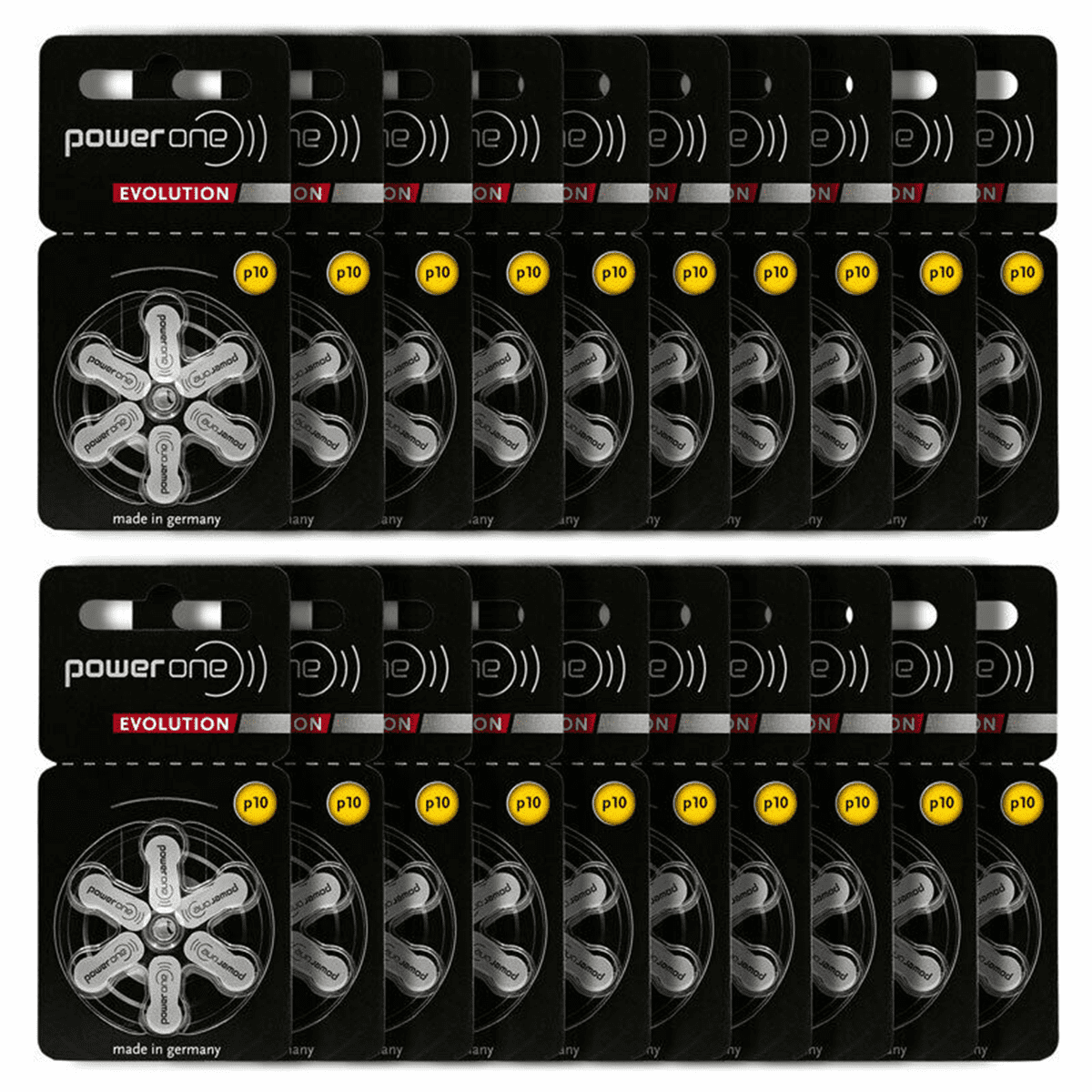 Power One Evolution Size 10 Hearing Aid Batteries - 1.45V Zinc Air with ...