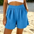 Linen Shorts for Women Ihhxva Elastic Waist Solid Color Adjustable with ...
