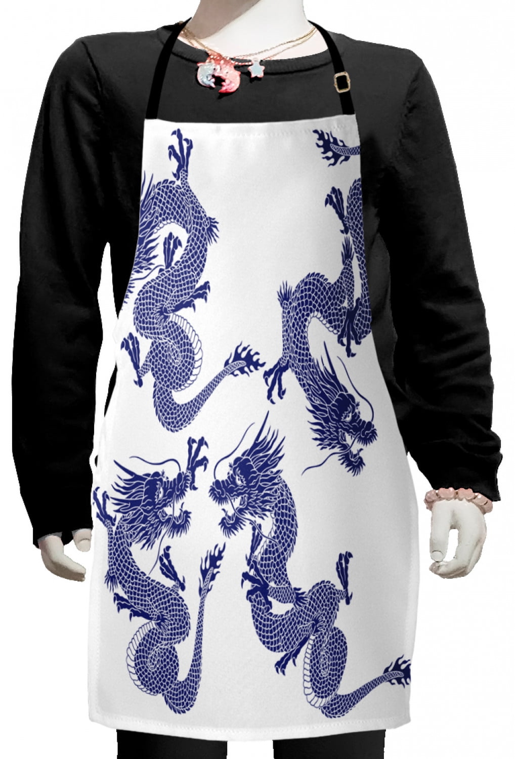 Dragon Kids Apron, Indigenous Japanese Dragons White Background ...