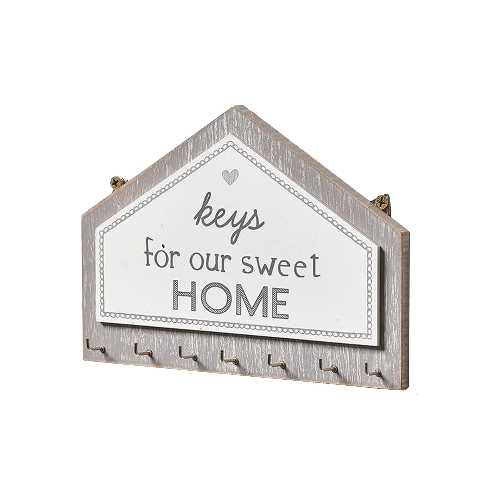 Wood Key Hook Holder Wall Hanging Organizer Rectangle Shape House Key ...