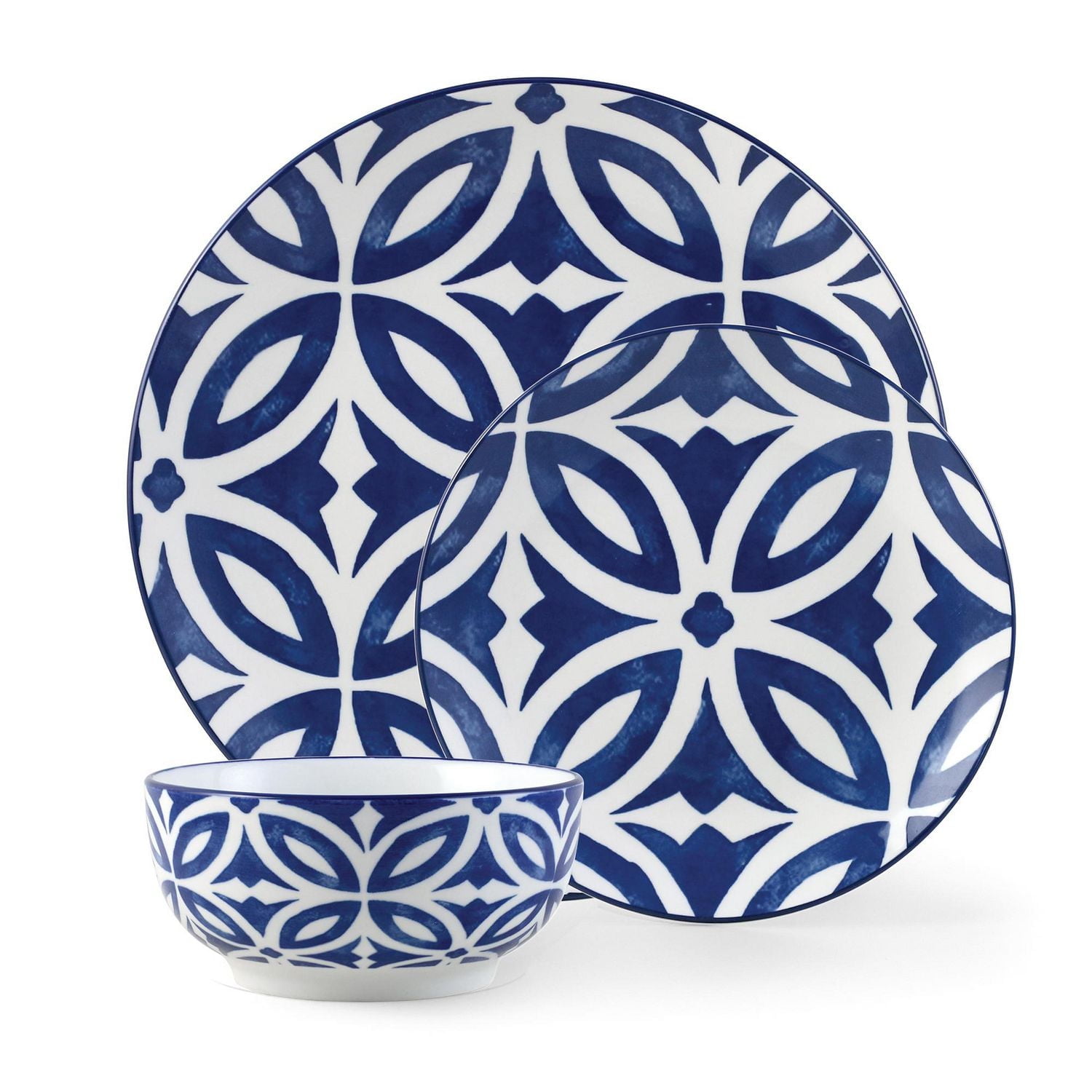 Click here for Mainstays Glazed Blue Pattern Stoneware Dinnerware... prices