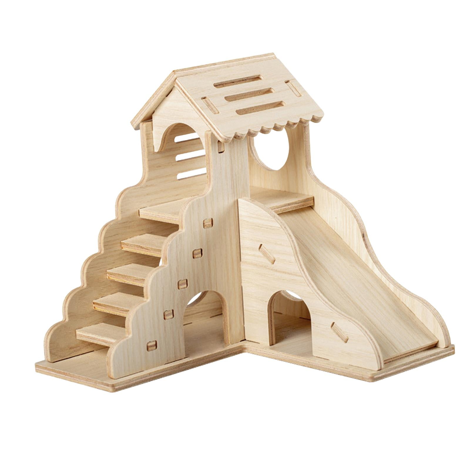 Hamster House and Hideout Multi Chamber Wooden Hamster Exploration Toy ...