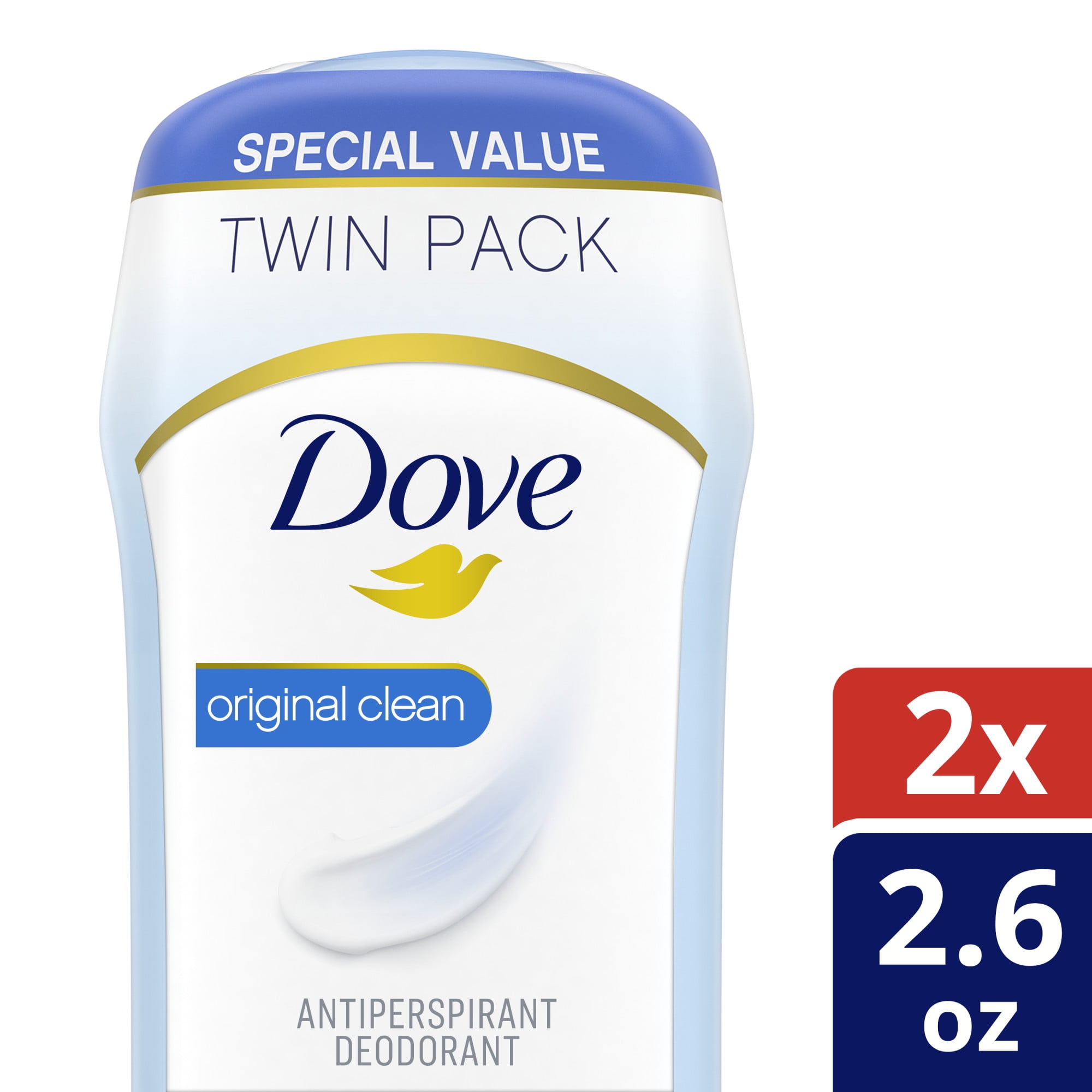 Dove Original Clean Antiperspirant Deodorant, 2.6 Oz., Twin Pack ...