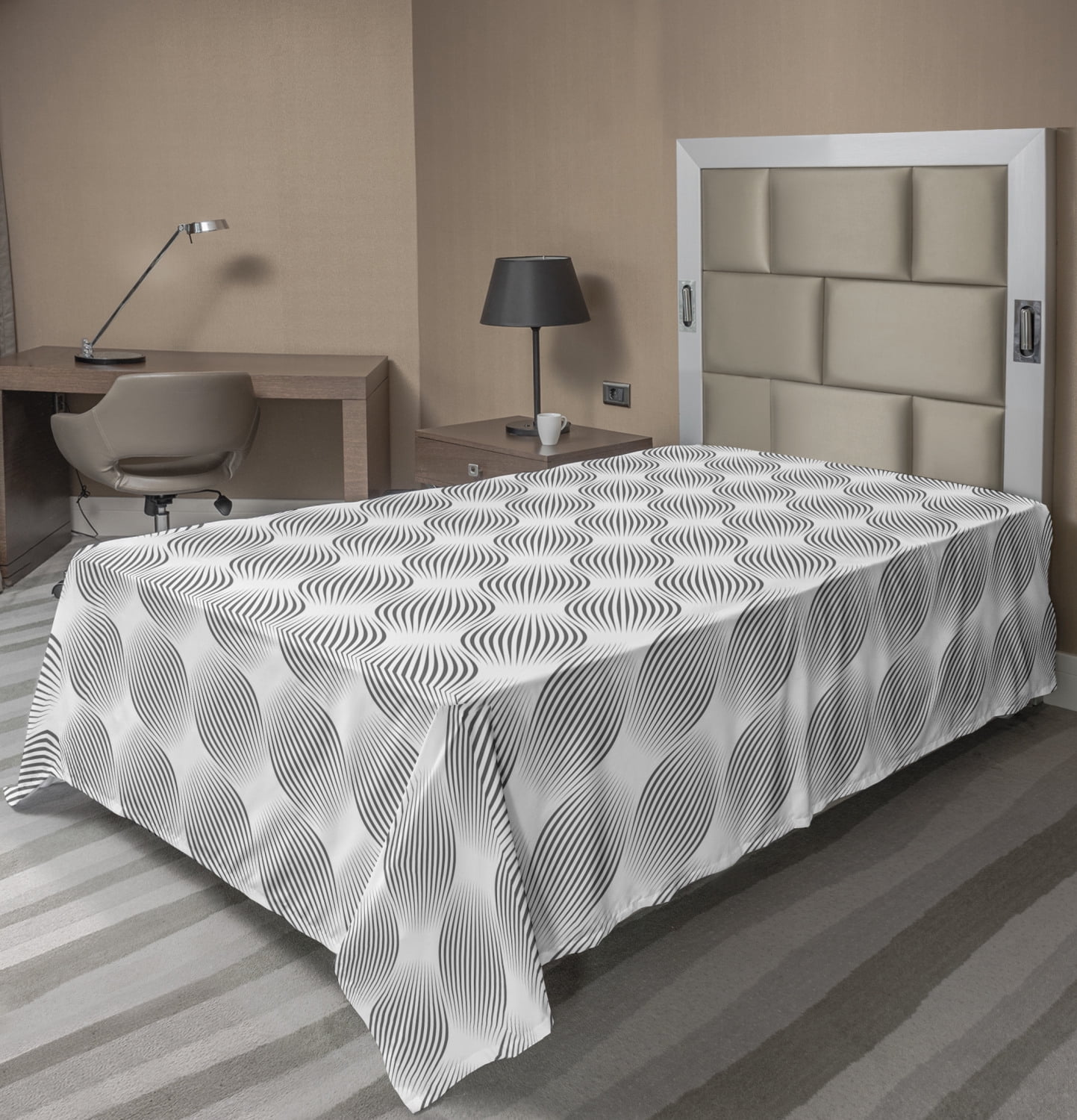 Abstract Flat Sheet, Convoluted Stripes Pattern in Monochrome Design ...
