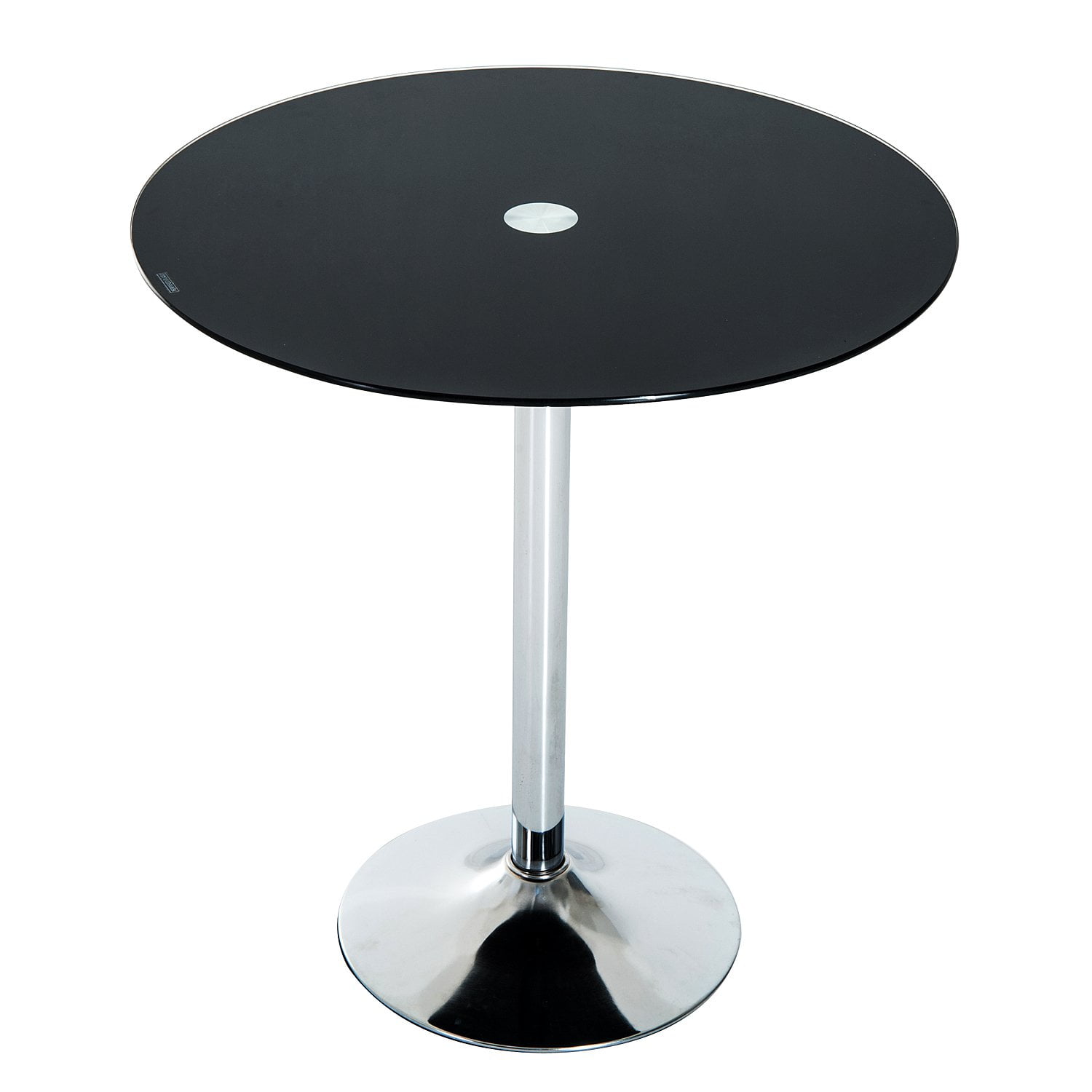 Anself 28" Round Glass Top Pub Bistro Bar Table - Black - Walmart.com