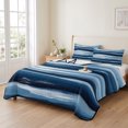 King Quilt Bedding Set Dark Blue Gradient Water Ripples Breathable ...