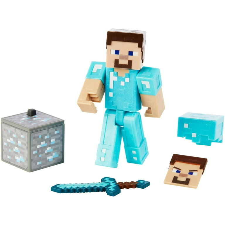 Minecraft Comic Maker Steve In Leather Armor Action Figure, 57% OFF