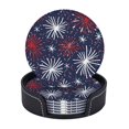 6-Piece Set Of Round Coasters Water-Resistant Leather Double-Sided Non ...