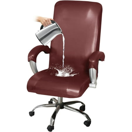 Office Chair Cover | PU Leather Swivel Computer Chair Slipcovers with ...