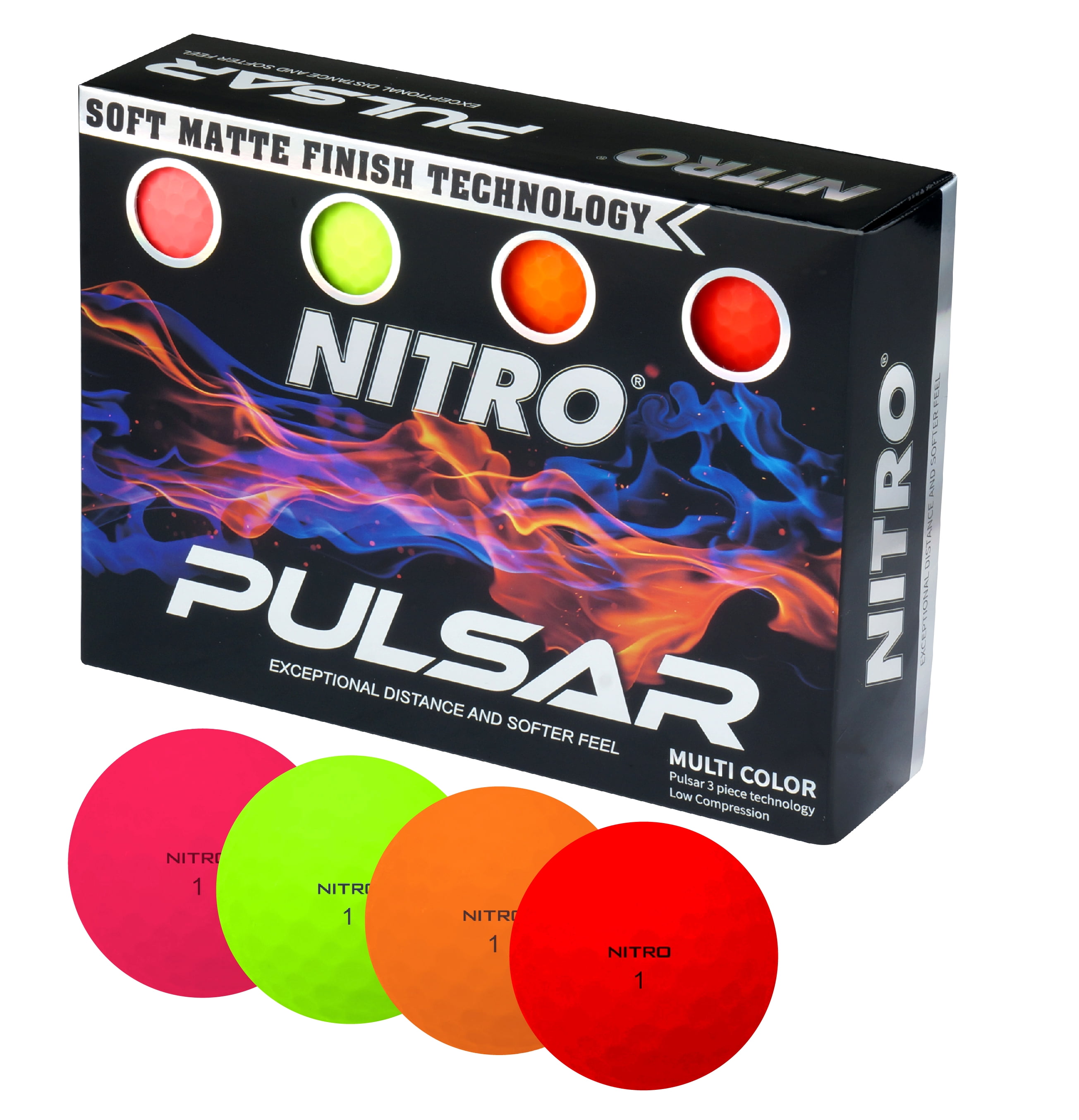 Nitro Pulsar Multi Golf Balls, 12 Pack - Walmart.com