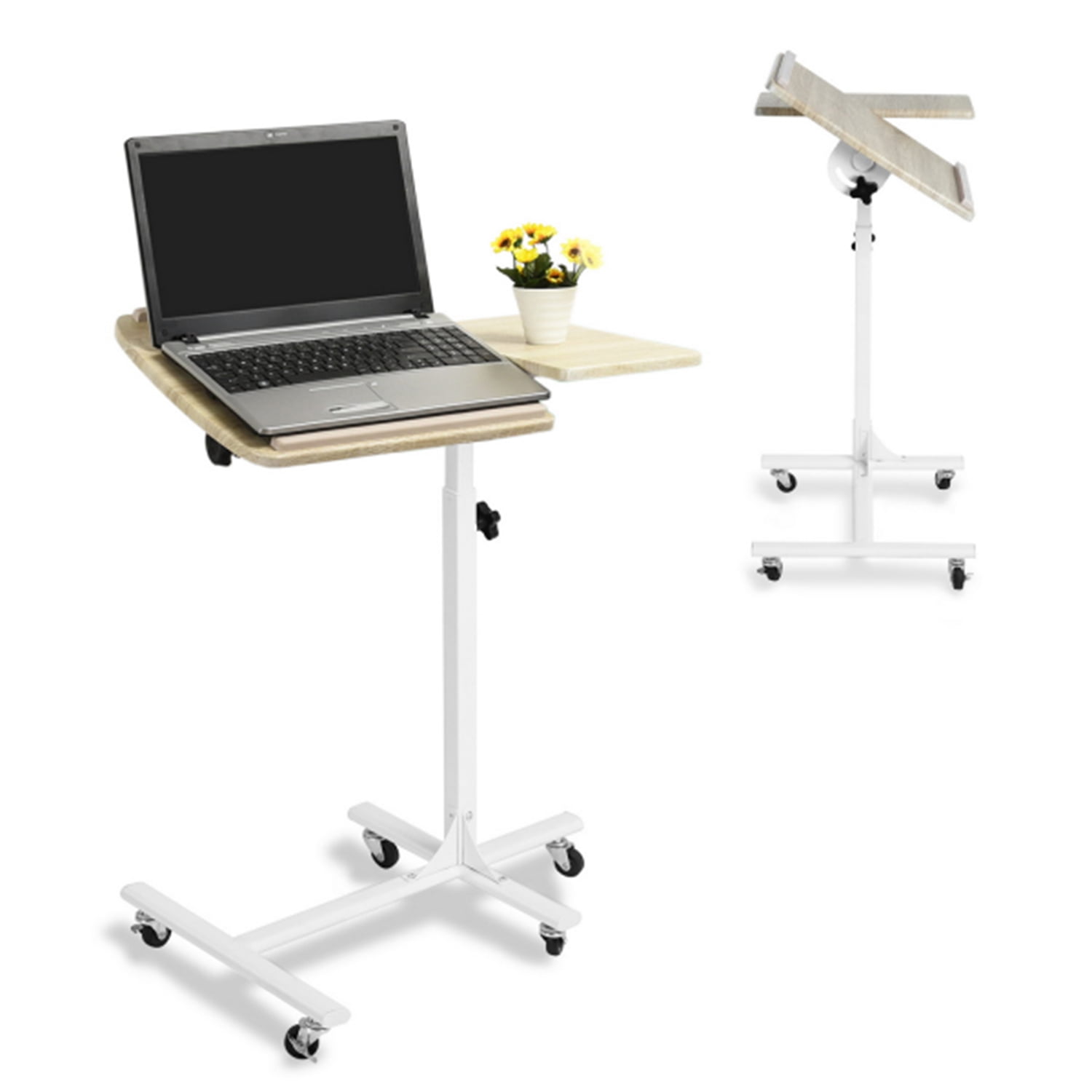 Mobile Computer Desk with Split Top Tilting Tray (15.7*15.7 ...