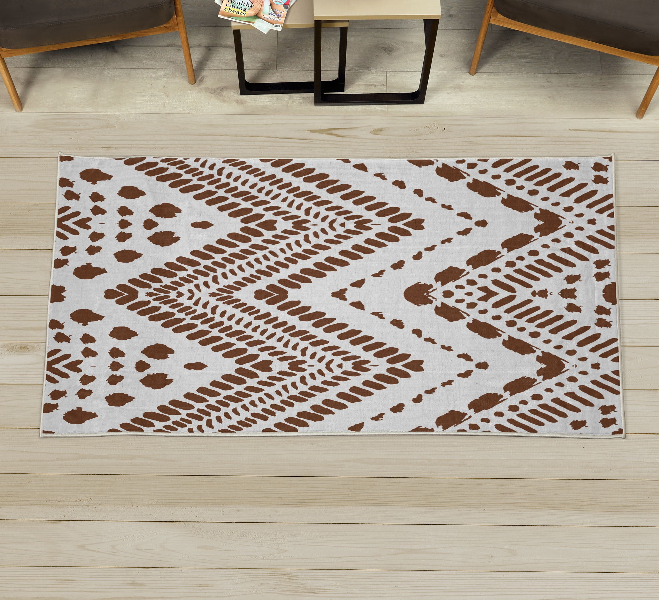 Chevron Decorative Rug, Hand Drawn Aztec Pattern Primitive Clan Motif ...