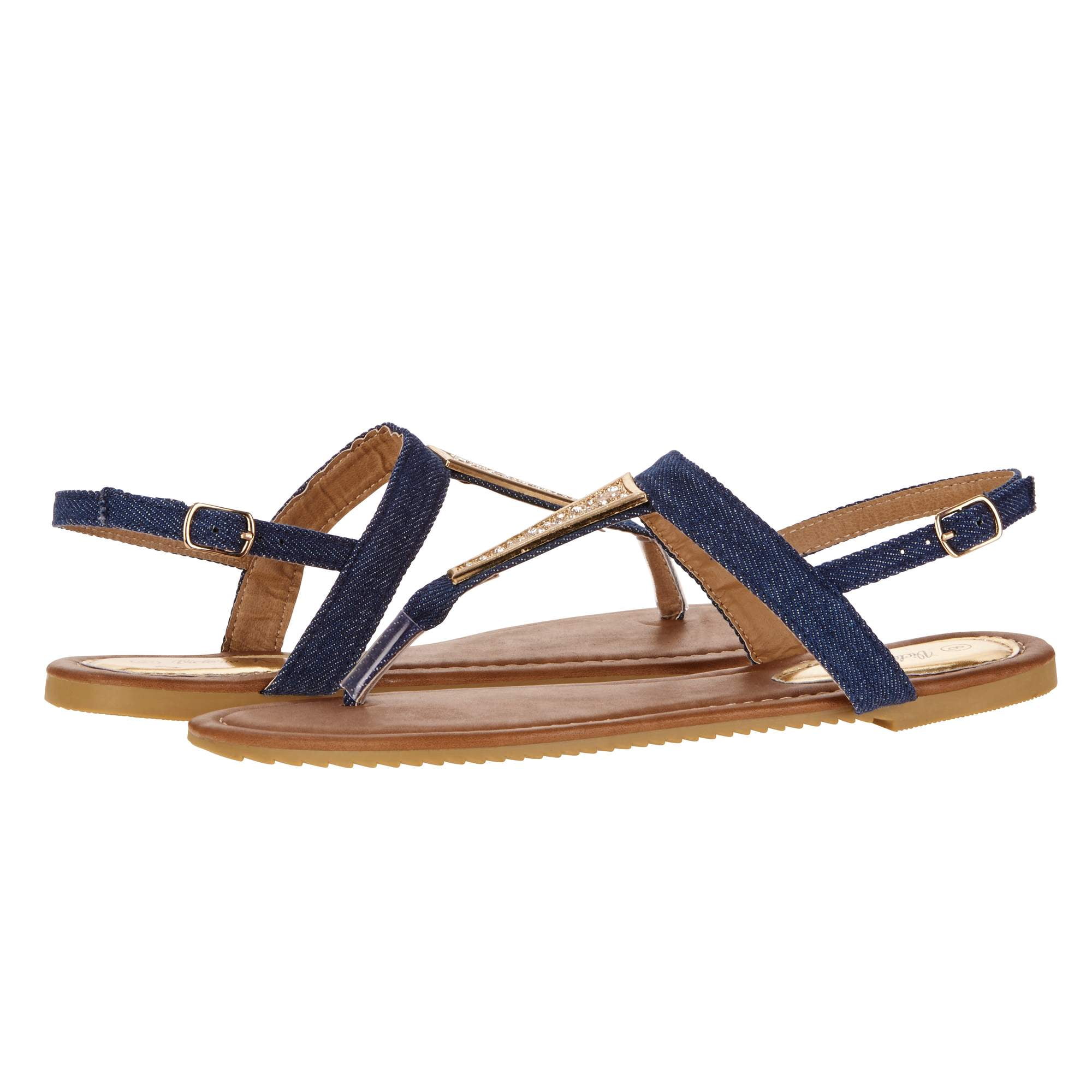 Victoria K Women's Gold and Rhinestone Accented Fashion Sandals ...