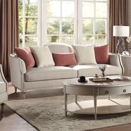 ACME Dreena Rolled Arm Upholstered Faux Leather Sofa with 5 Pillows in ...