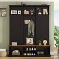 62.2''W Entryway Hall Tree with Bench, 3 Top Cubbies & Bottom Storage ...