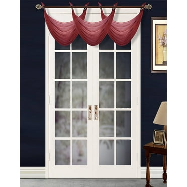 1 PC SOLID BURGUNDY SCARF VALANCE SOFT SHEER VOILE WINDOW PANEL CURTAIN ...