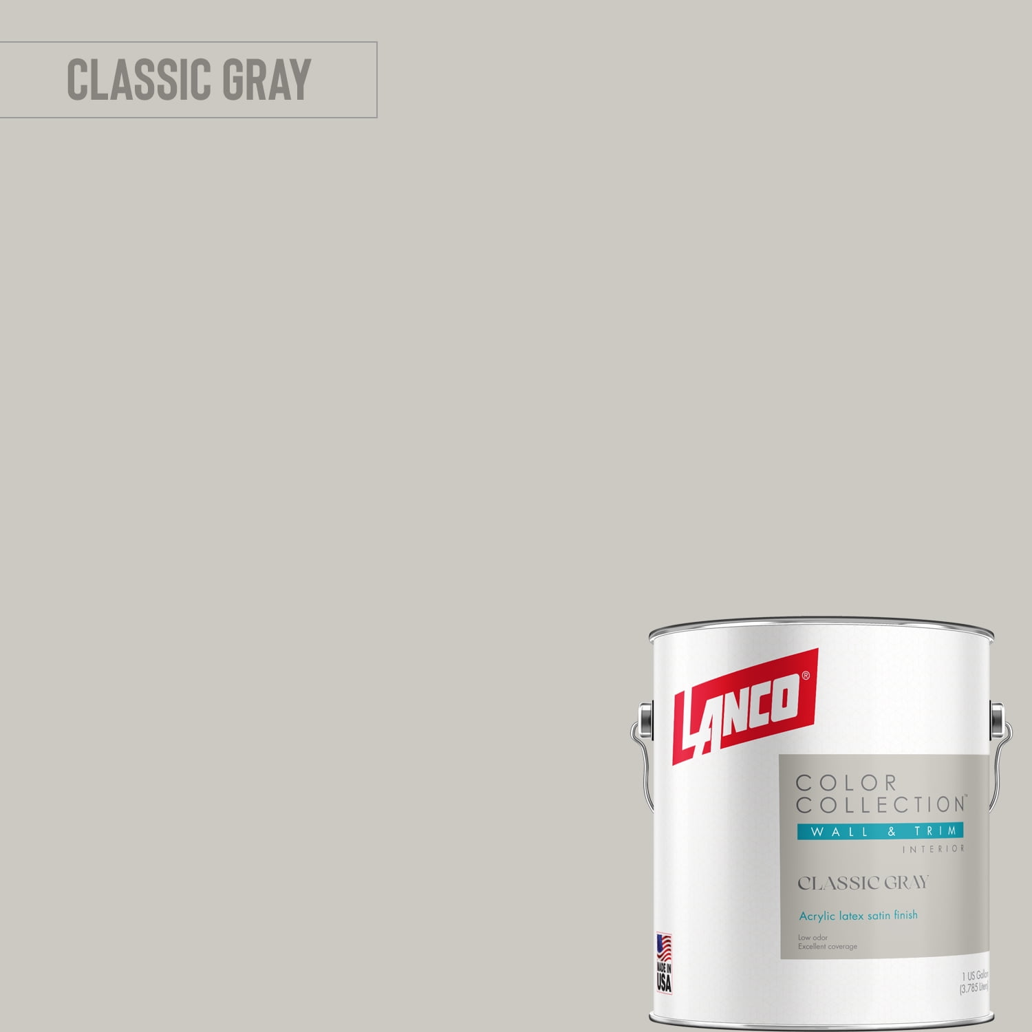 Lanco Color Collection Satin Interior Wall & Trim Paint, Classic Gray ...