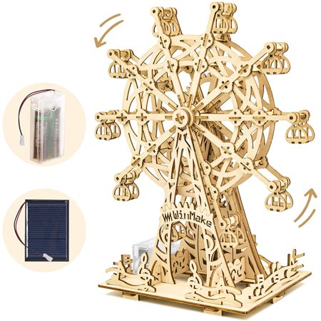 3D Wooden Puzzle Ferris Wheel for Adults,Solar Powered DIY Hand Craft ...