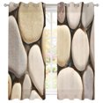 Abstract Art Cobblestones Sheer Curtains 39 Inch Long 2 Panels, Stone ...