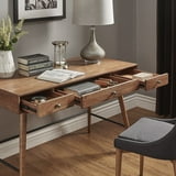 iNSPIRE Q Aksel Brown Wood 3-Drawer Writing Desk Modern - Walmart.com