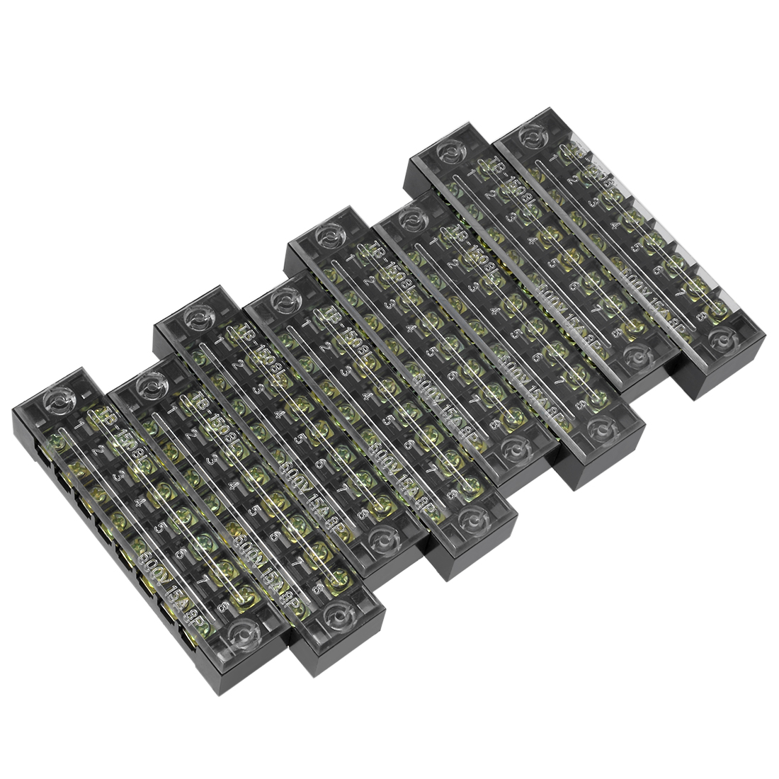 8 Pcs 8 Positions Dual Rows 600V 15A Cable Barrier Block Terminal Strip ...