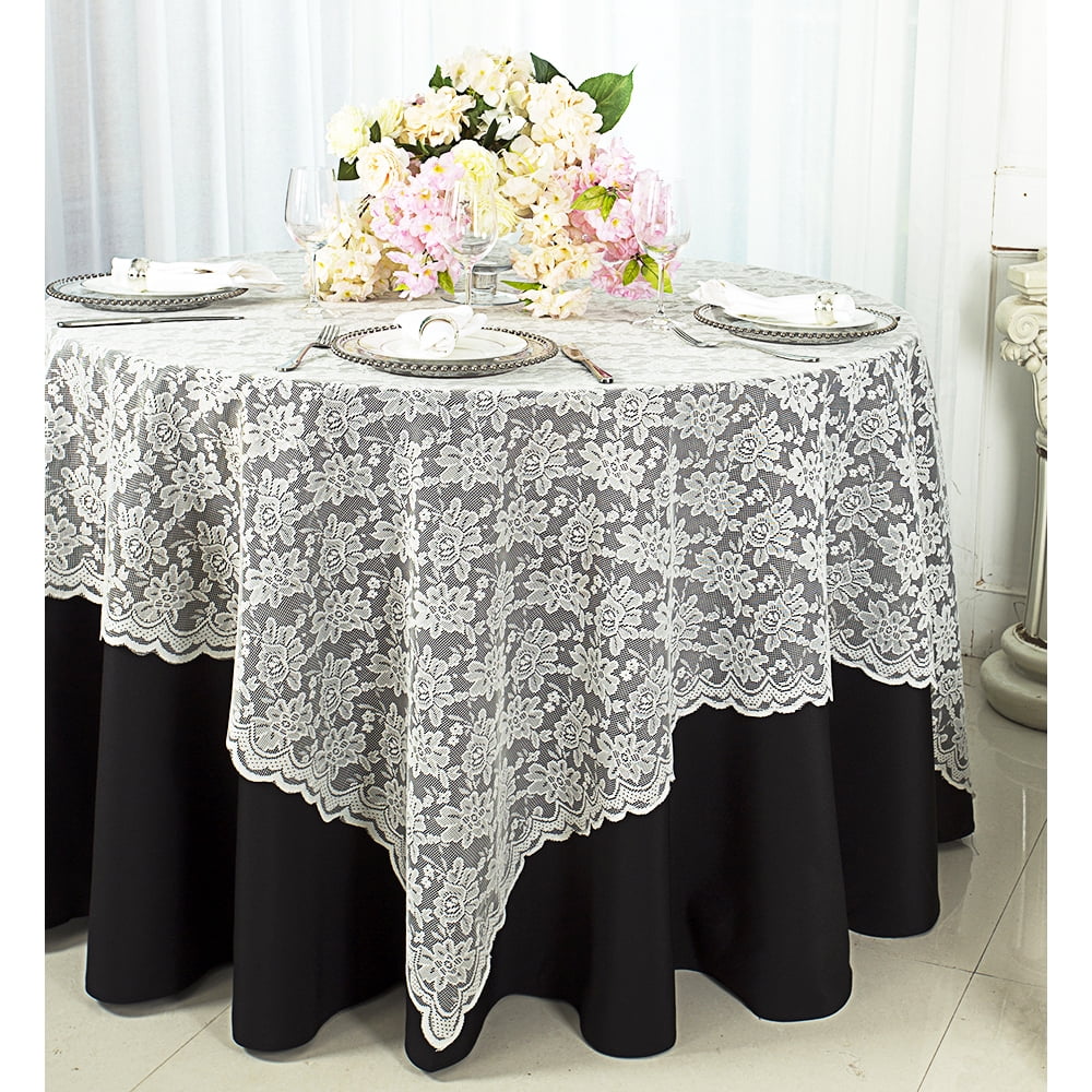 Wedding Linens Inc. 72 in x 72 in Lace Table Overlays, Lace Tablecloths ...