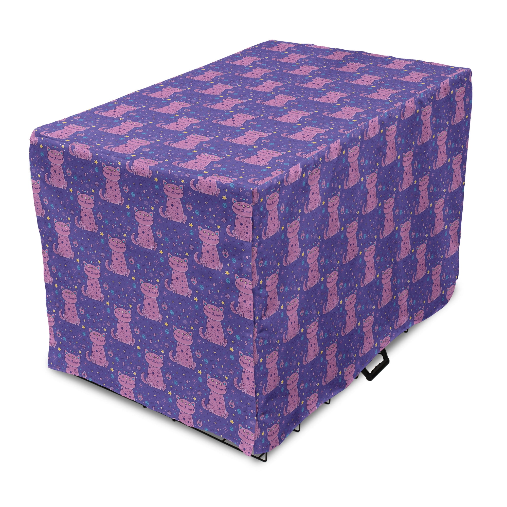 Cat Dog Crate Cover, Style Tones Fantasy World Kitten Starry Repetitive ...