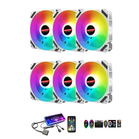 6 Pack RGB Case Fans, 120mm Computer Cooling PC Case Fan Addressable ...
