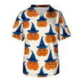 Men Short Sleeve V Neck Halloween Print Chest Pocket Scrub Top ...