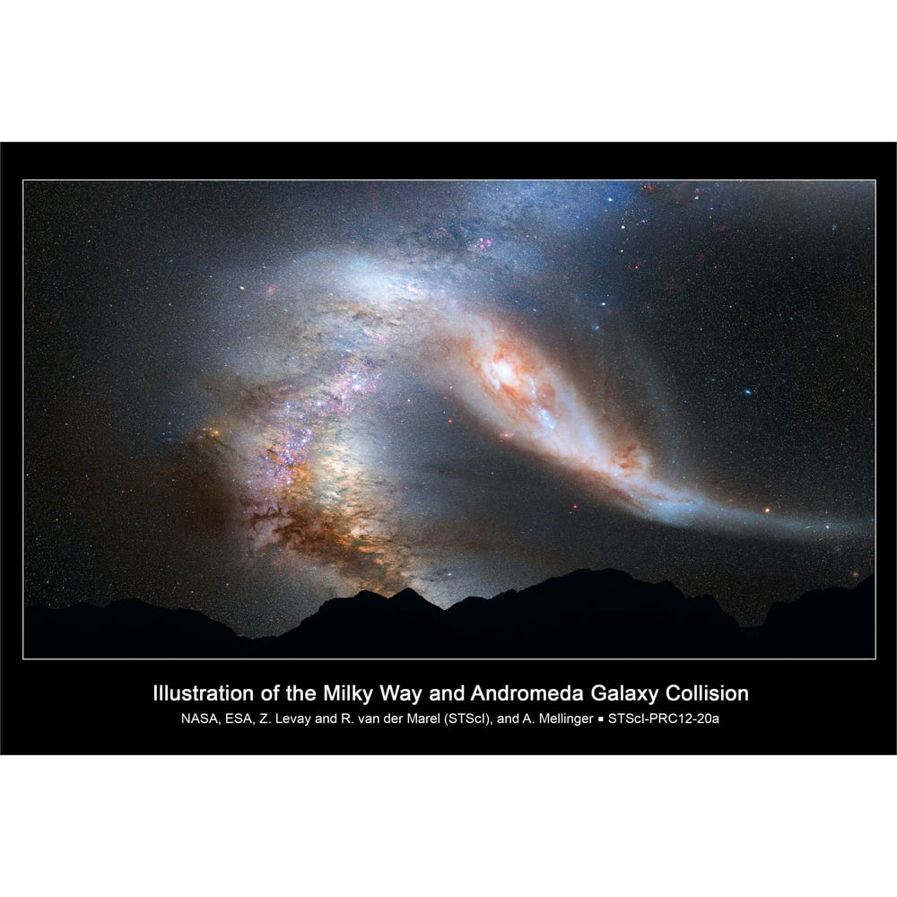 Milky Way Andromeda Galaxy Collision Hi Gloss Space Poster Fine Art