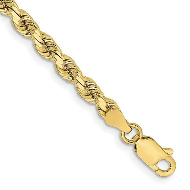 Primal Gold 10 Karat Yellow Gold 3.75mm Diamond-cut Rope Chain ...