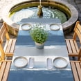 Blue Grey Fitted Rectangle Tablecloth 32" x 96" Modern Watercolor ...