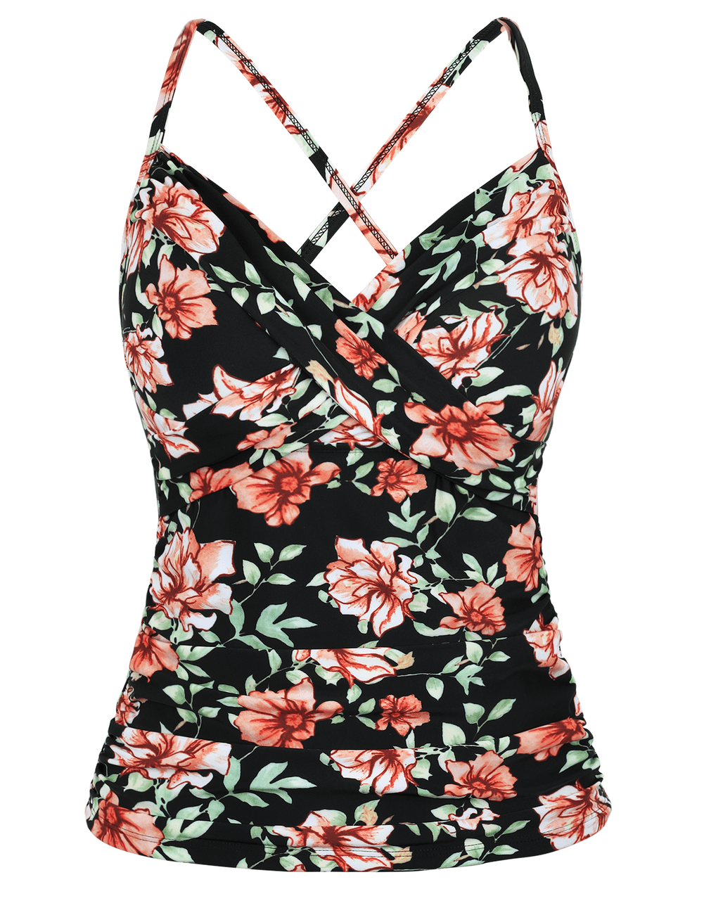 Hilor Womens Underwire Tankini Top Swimwear Twist V Neck Swimsuits ...