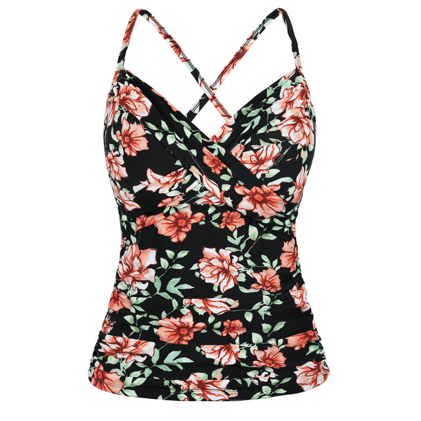 Hilor Womens Underwire Tankini Top Swimwear Twist V Neck Swimsuits ...