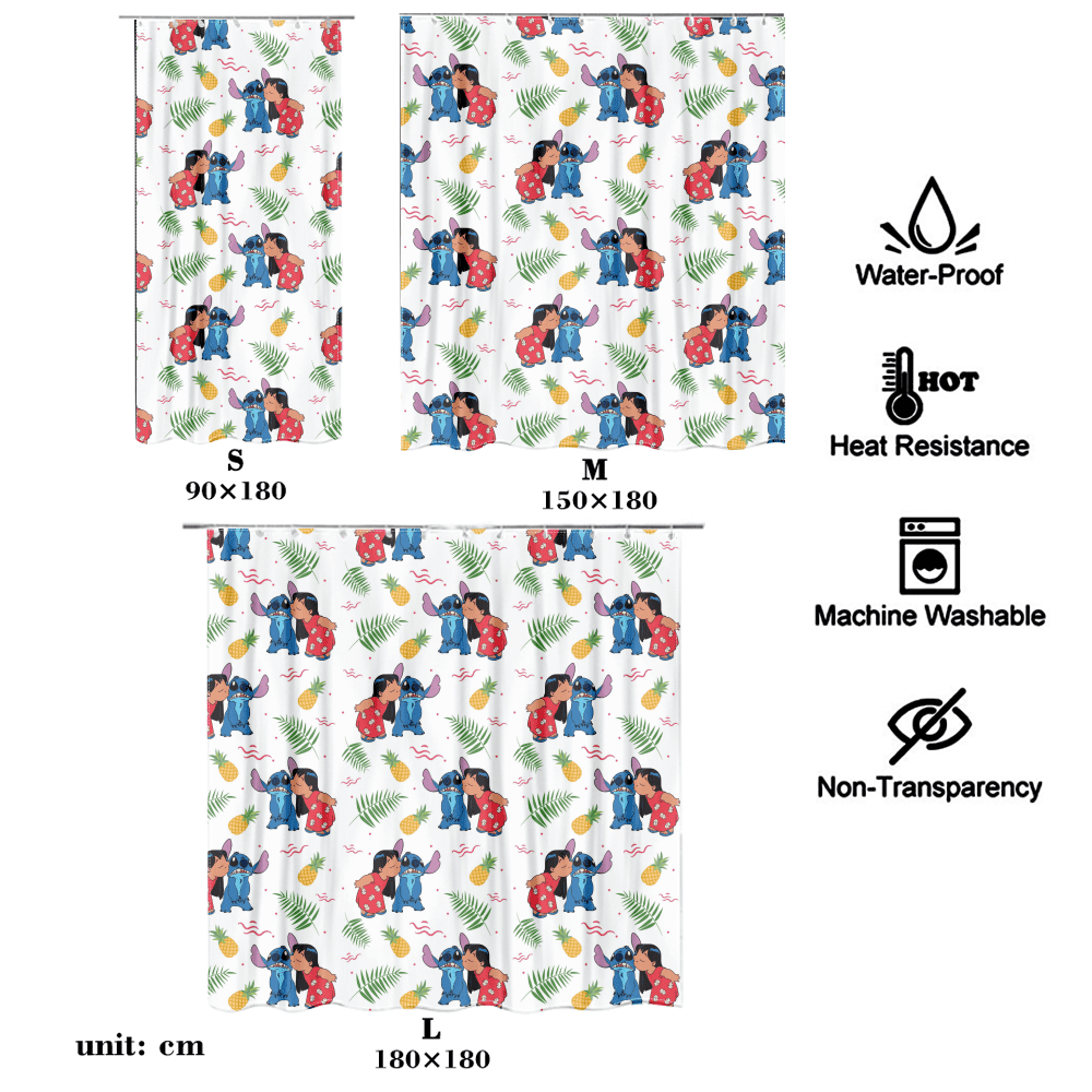 Stitch Shower Curtain Pretty Portable Magic Shower Liner for Gift to ...