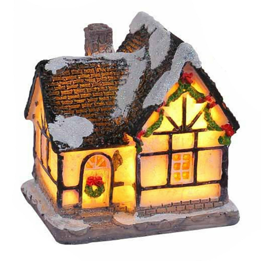 Christmas Glowing House Ornament Romantic Warm Lighting Resin Craft ...