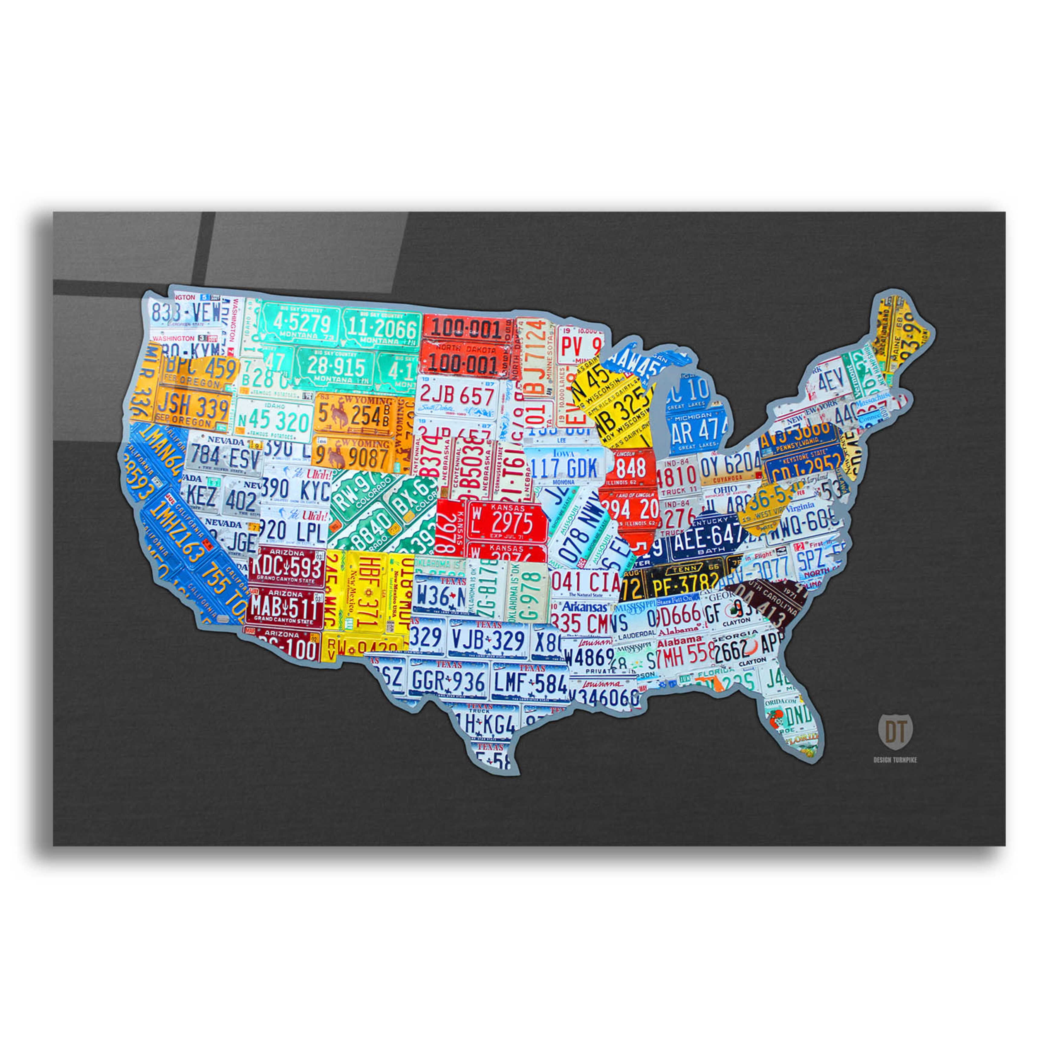 Epic Art 'Massive Usa License Plate Map' by Design Turnpike, Acrylic ...