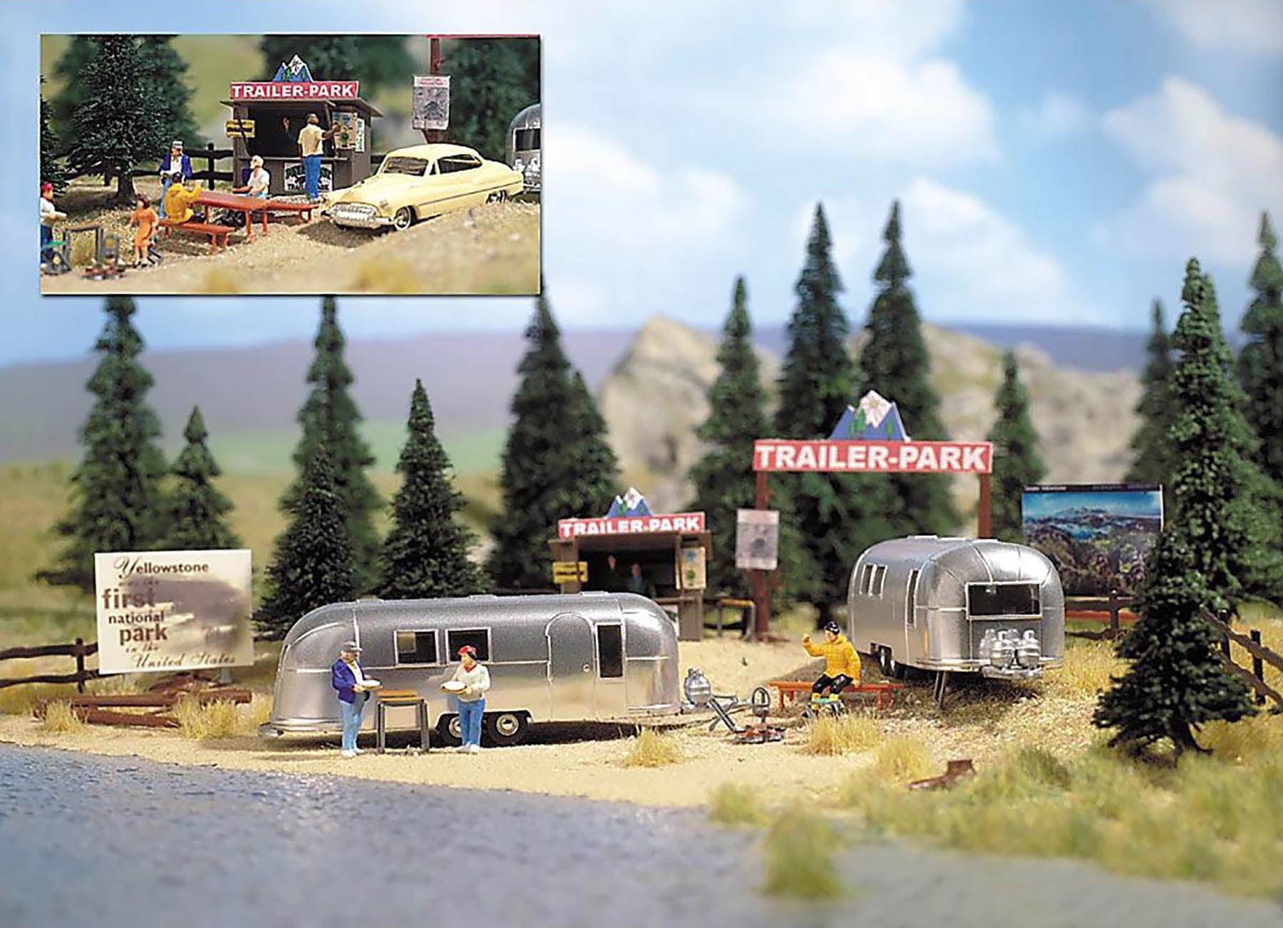 Busch HO Scale Trailer Park Campground Scene with 2 "Airstream ...