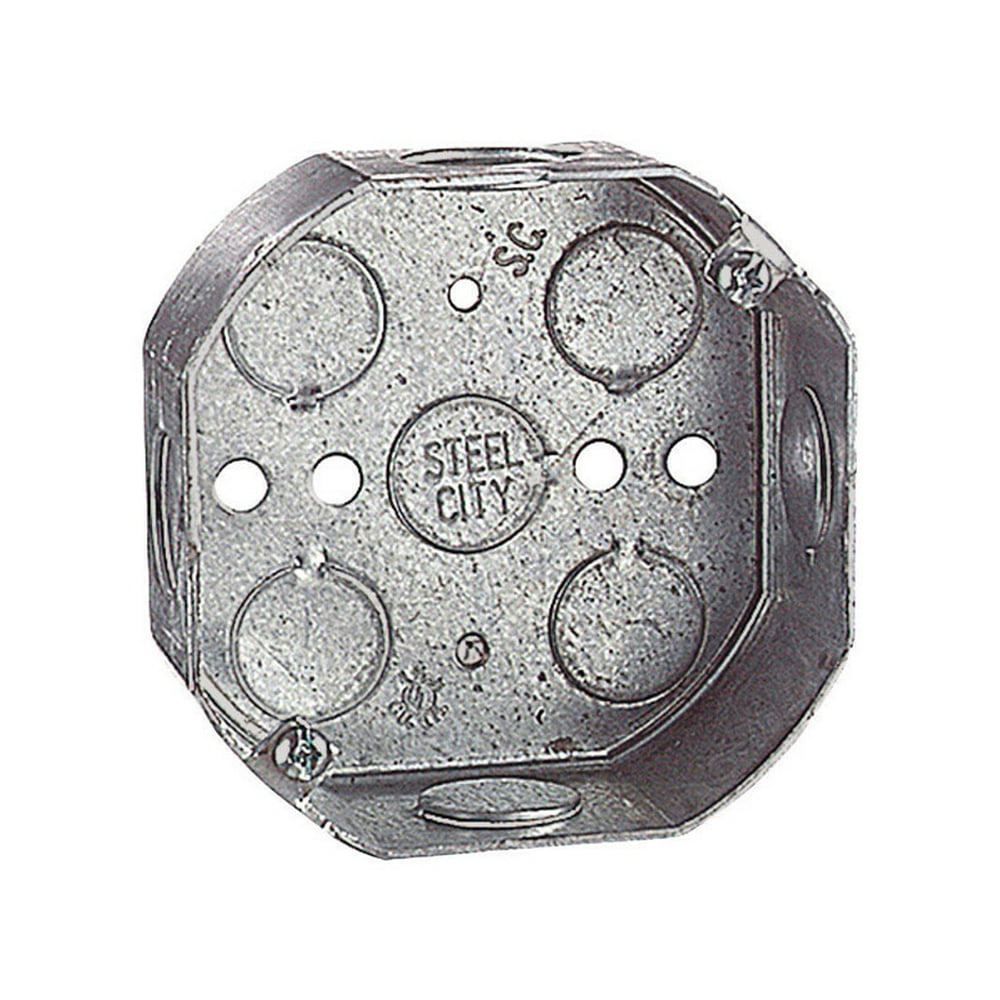 Steel City 4 in. Octagon Steel Electrical Ceiling Box Silver - Walmart ...