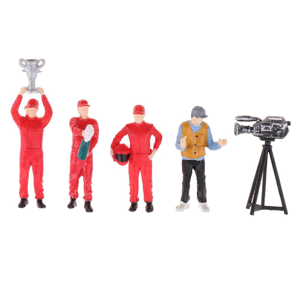 5 Pieces 1:64 People Model Winning Race Car Driver with Photographer ...